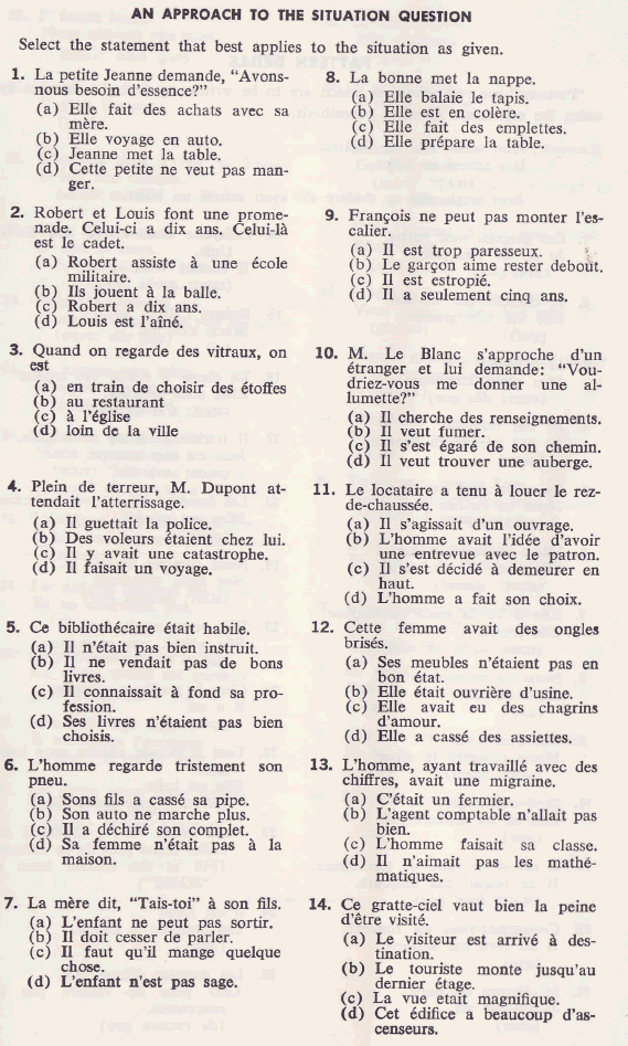 French comprehension - Practice questions (Level B +) - Online French Tutor